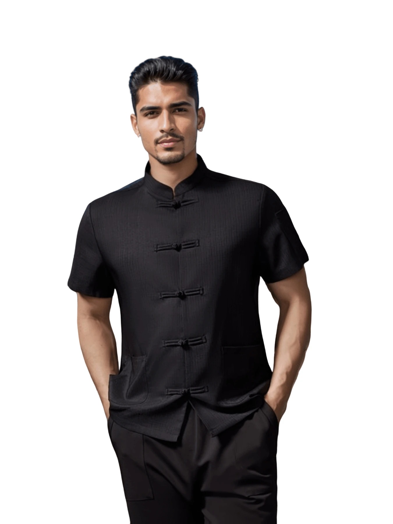 New Men's Style Chinese Style Chinese Stand Collar Chef Uniform Solid ...