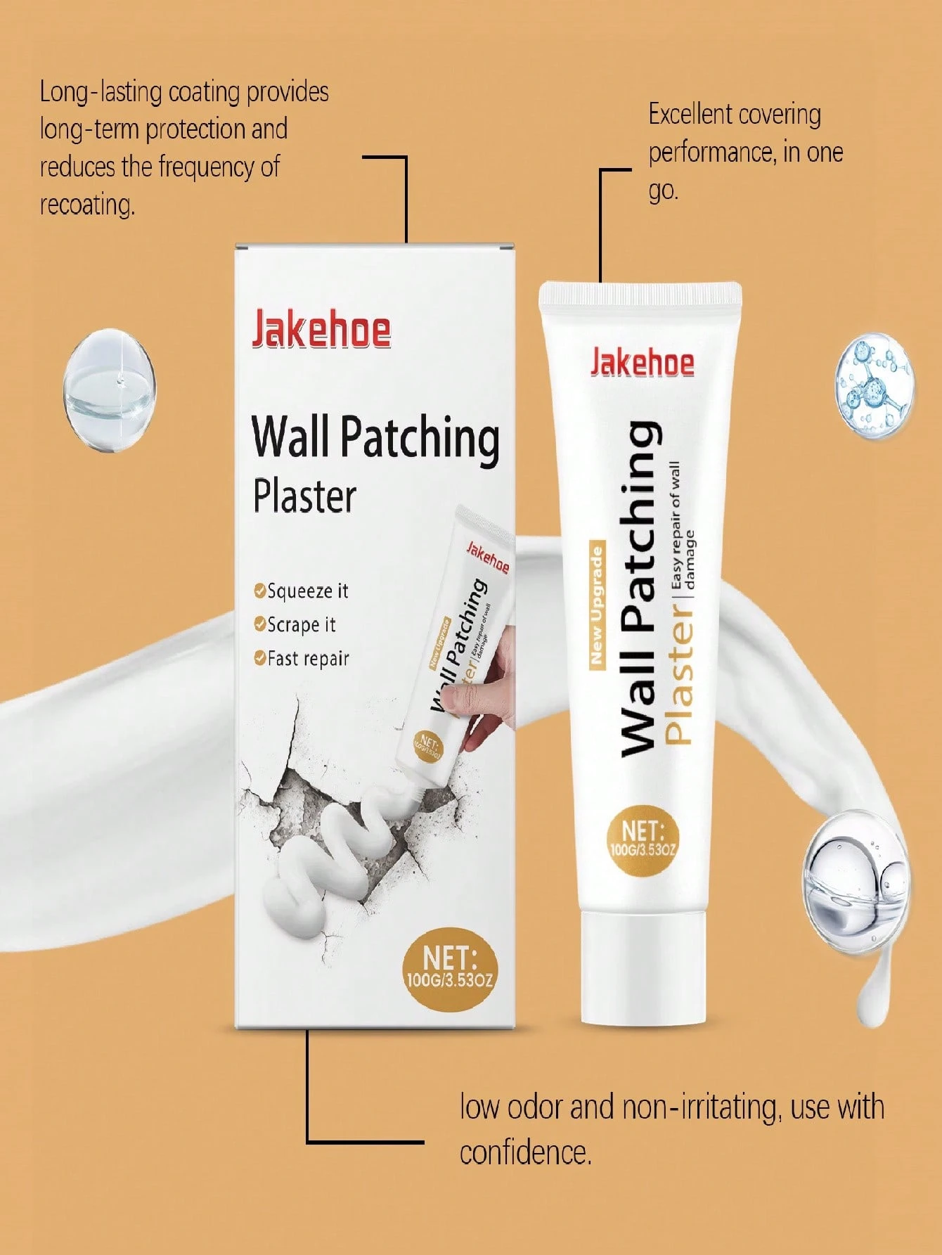 Wall Repair Kit, Patch Filler To Cover Wall Holes, Peeling And Damage ...