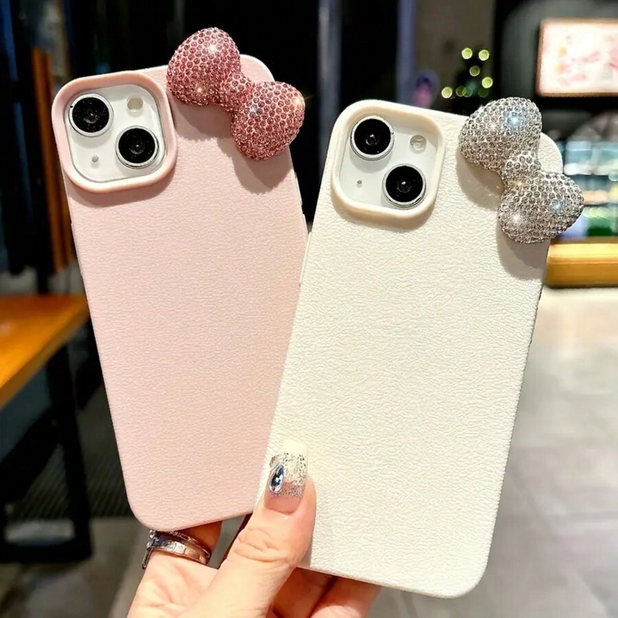 1pc Liquid Lychee Texture Dopamine Crystal Bow Mobile Phone Case ...