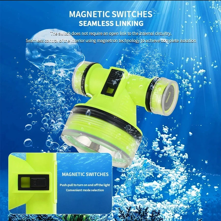NEWEST Diving Headlamp Rechargeable Strong Light LED Flashlight ...