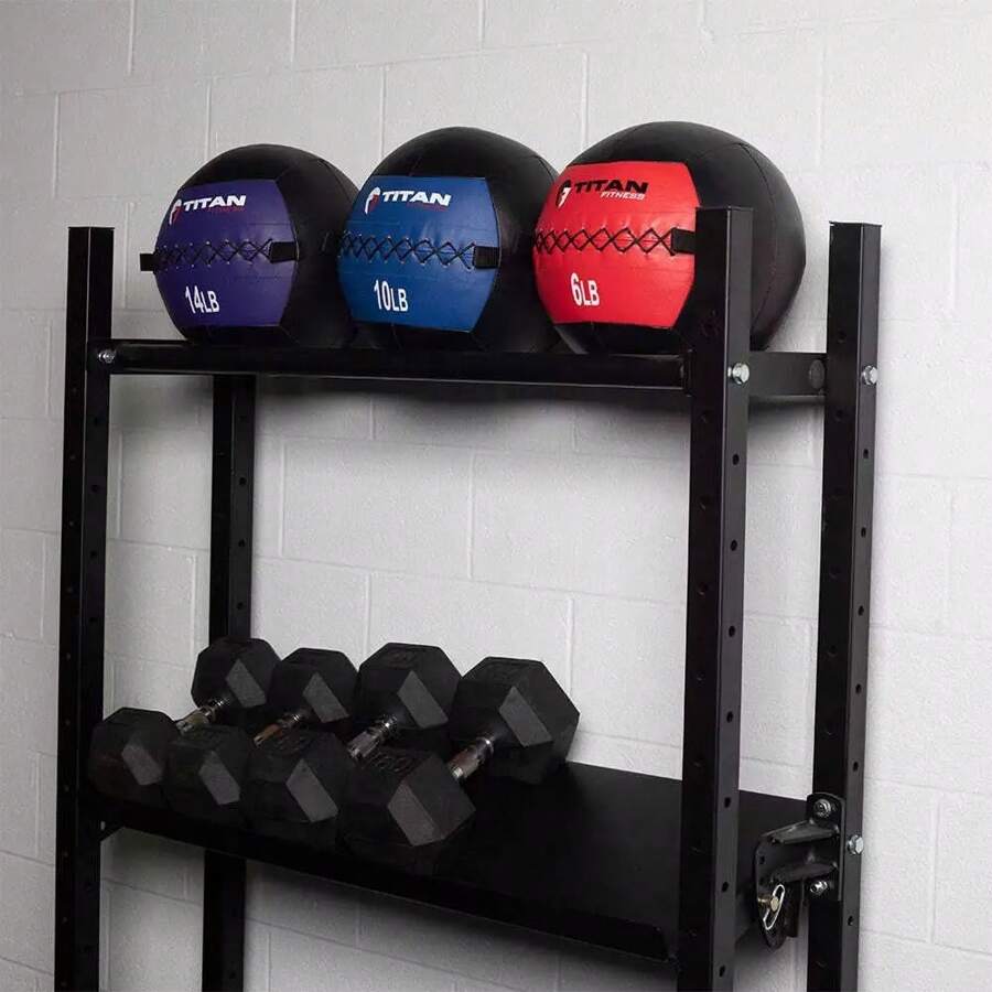 Titan Fitness 14 LB Soft Leather Medicine Wall Ball - Color-Coded ...