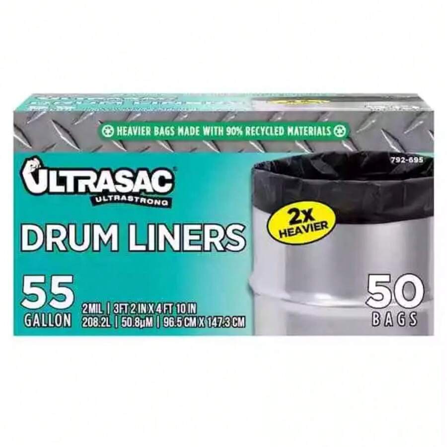 55 Gallon Ultrasac Heavy-Duty Drum Liners - Durable Garbage Trash Bags ...