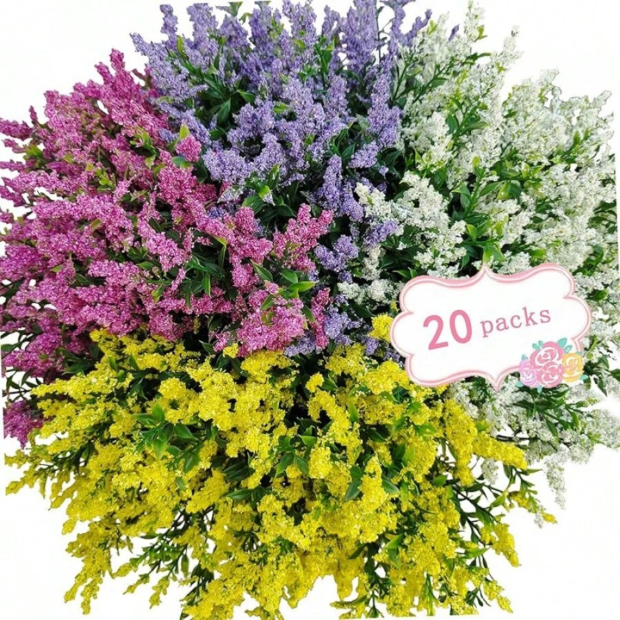 21 Bundles Outdoor Faux Plants UV Resistant Faux Bushes Plastic ...