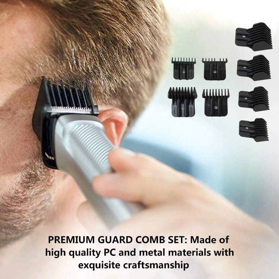 8 Professional Hair Clipper Guards Cutting Guides Fits For Compatible With All Models, Black ...