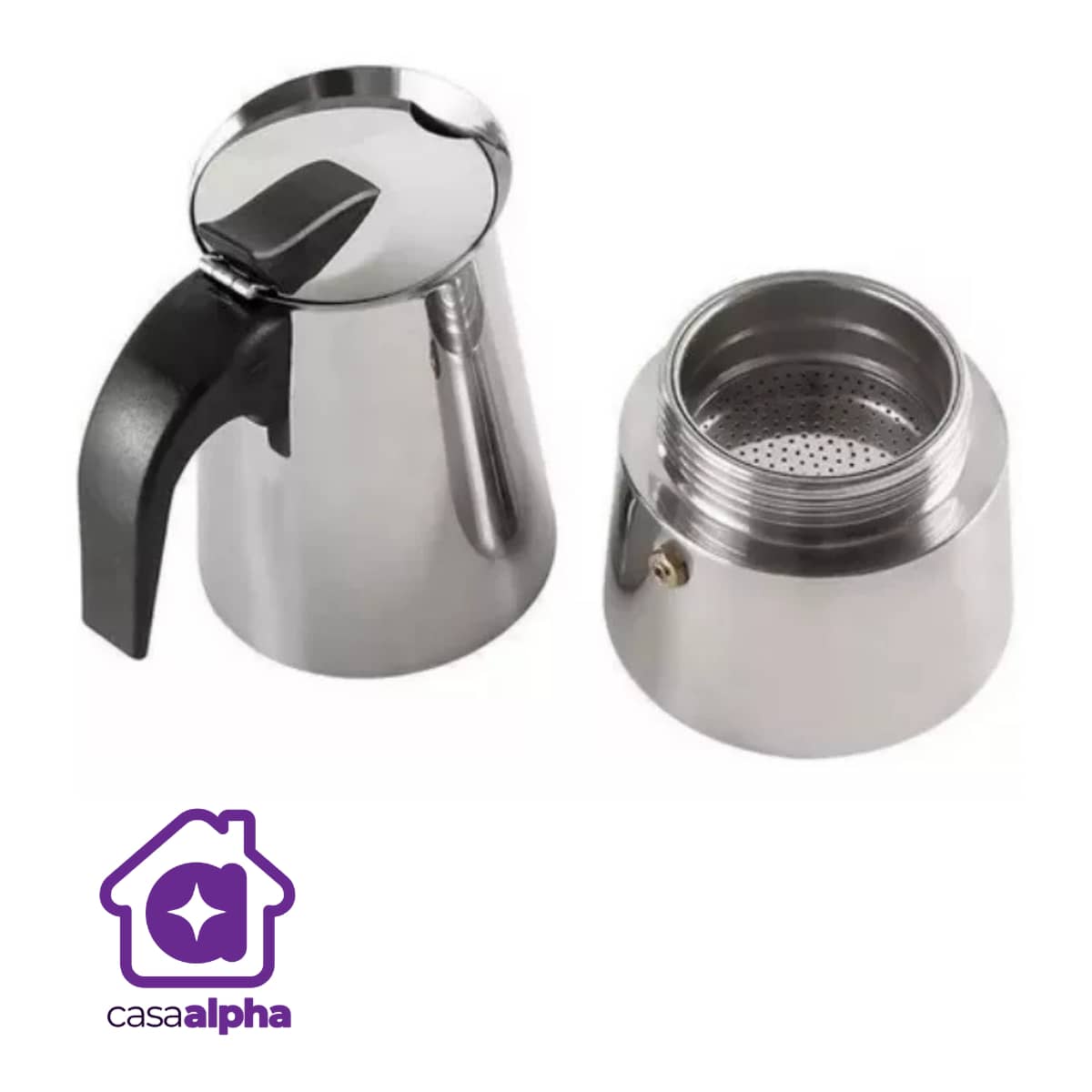 Cafeteira Italiana Moka em Inox 100ML Para 2 Xícaras de Café Chaleira ...