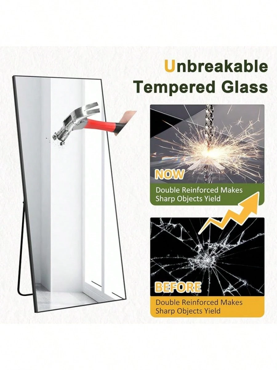 Full Length Mirror With Stand, 56"X19" Aluminum Alloy Frame Floor ...