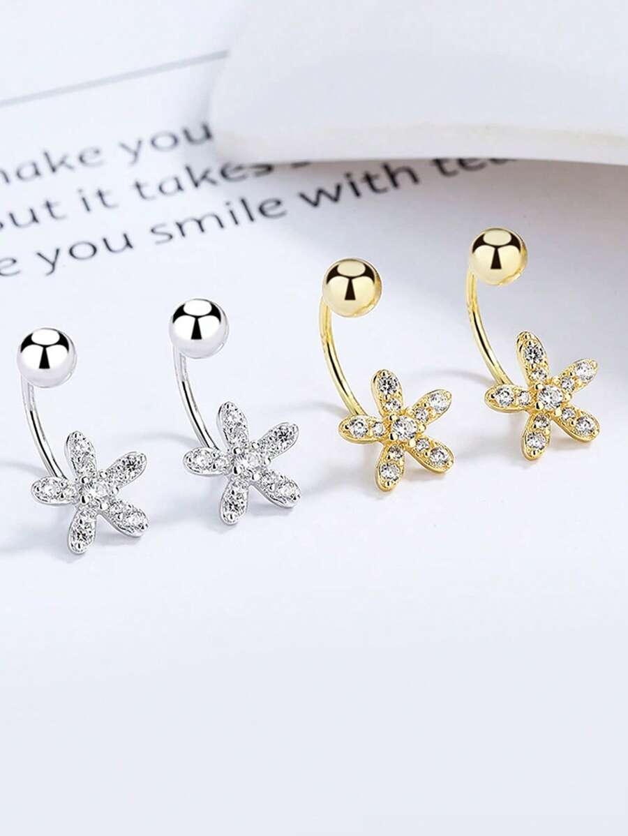1 Pc S925 Sterling Silver Belly Button Zirconia Belly Button Silver Navel Rings Small Belly ...