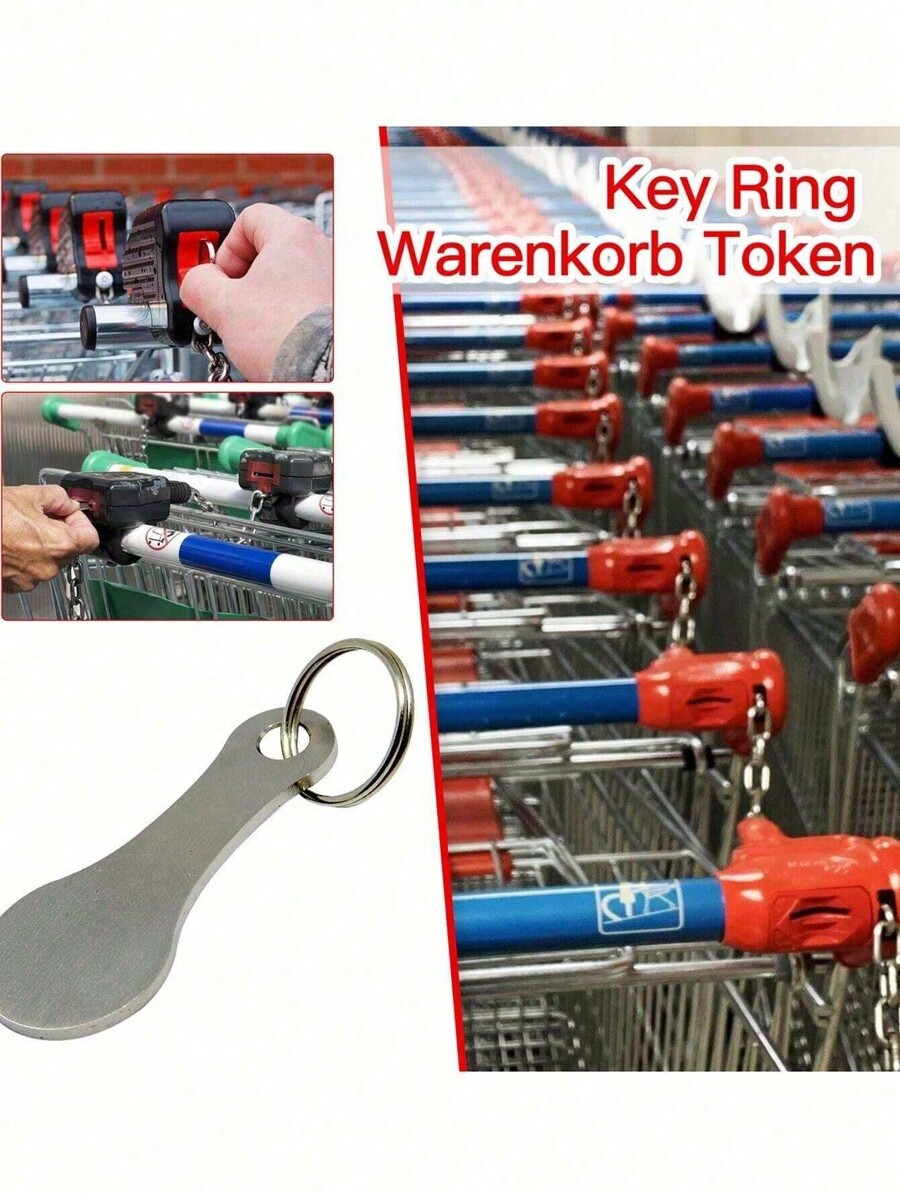 Stainless Steel Shopping Cart Token - Modern Design - Key Ring For ...