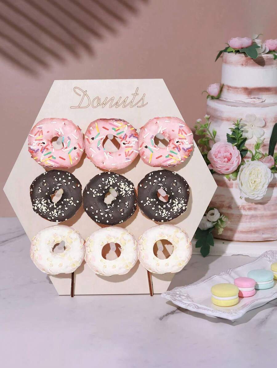 1pc Holes Donut Wooden Display Rack,Household Donut Display Rack,Party ...