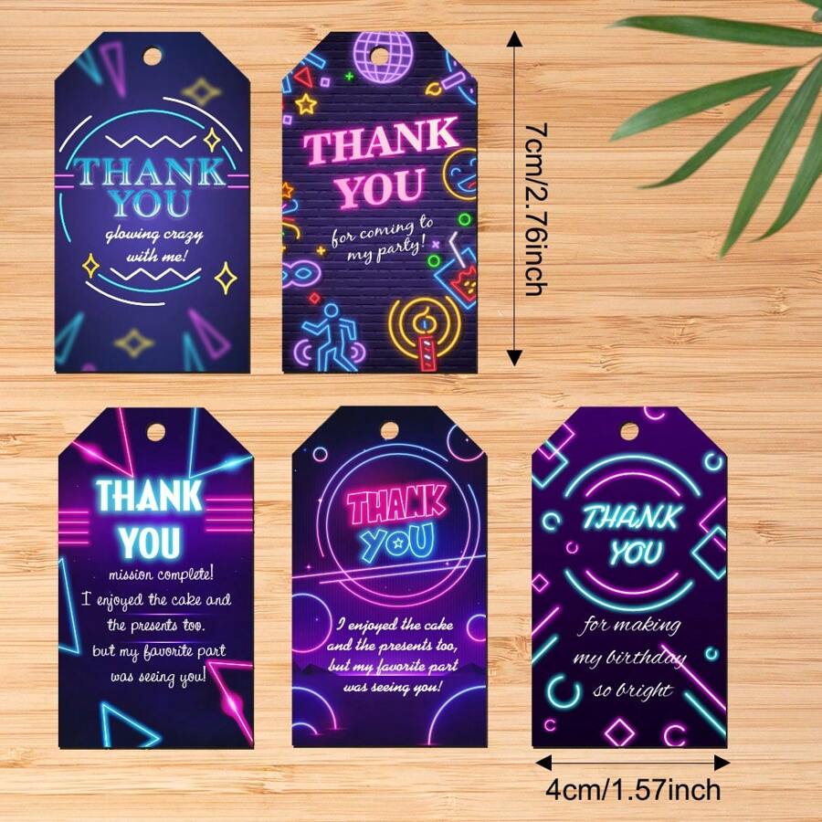 50Pcs, Neon Birthday Gift Tags Wrapping Tags For Gifts, Neon Themed ...
