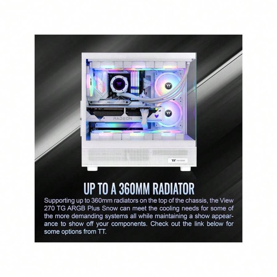 Thermaltake View 270 Plus TG ARGB Snow Mid Tower E-ATX Case 3x120mm ...