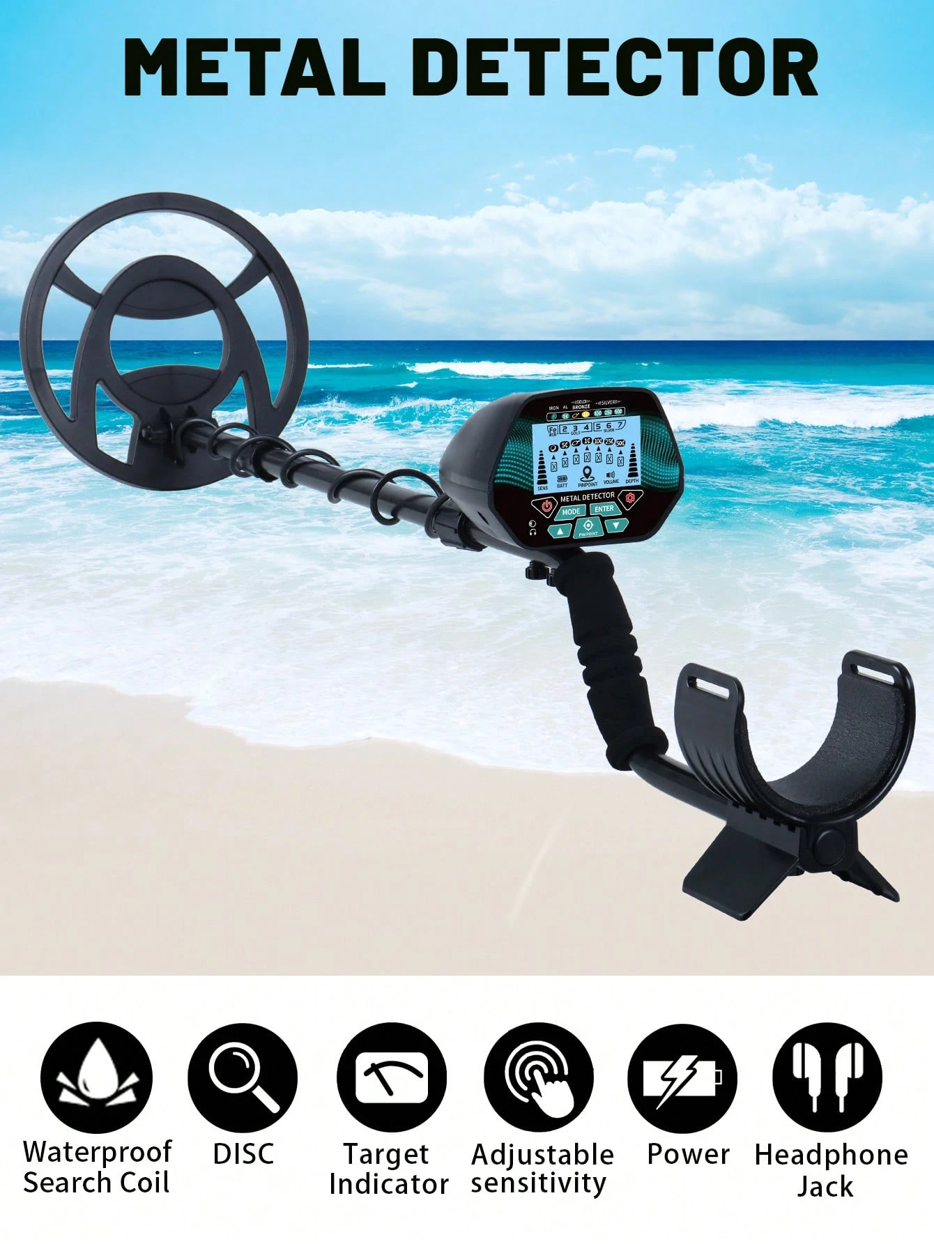 Metal Detector, High Precision Adjustable LED Display, All Metal And ...