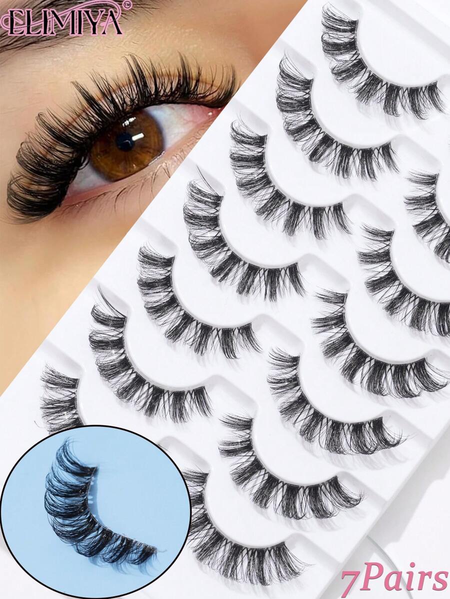 7 Pairs Russian Volume D Curl Cross-Shaped Elongated Fish Tail False ...