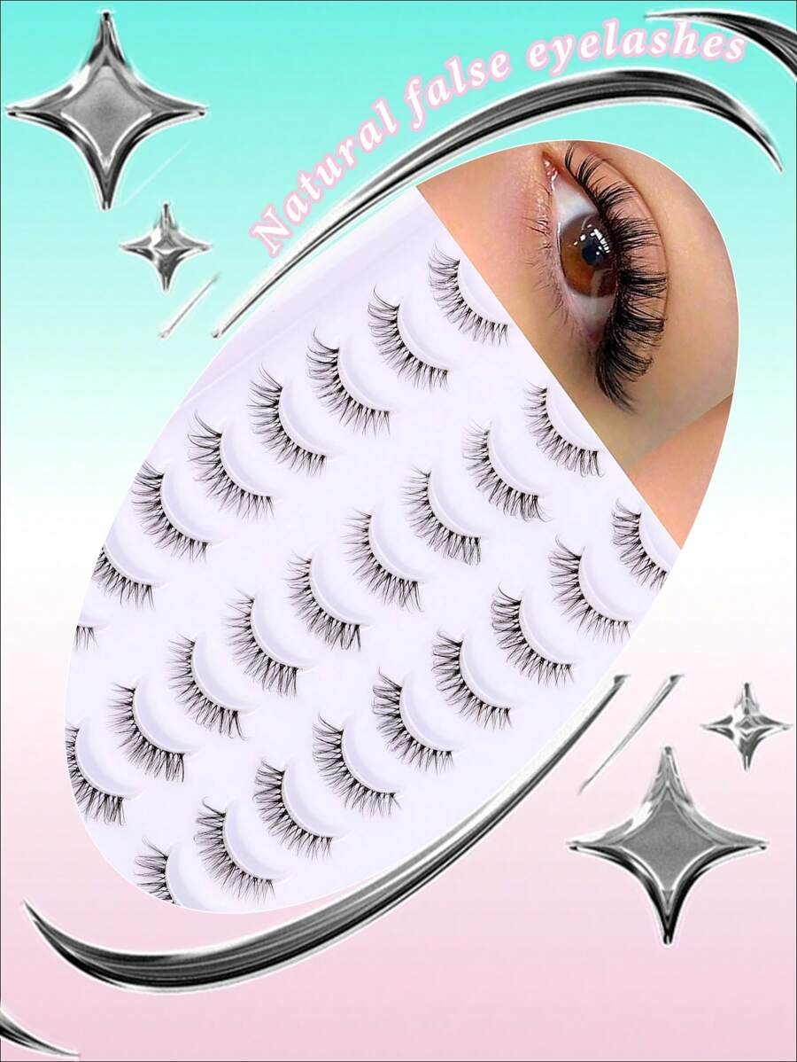 20 Pairs Cat Eye Lashes Fake Lashes Eyelashes Natural Fluffy 3D Thick Volume D Curl Wispy ...