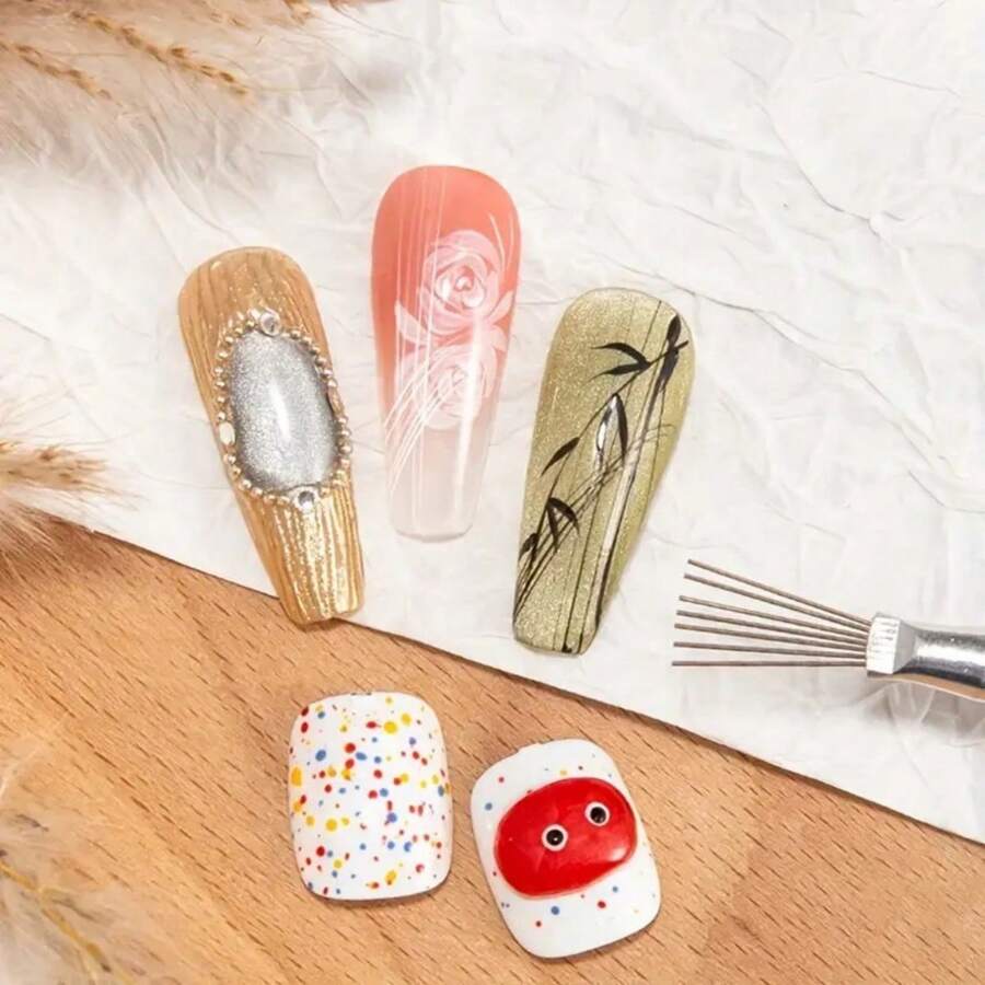 7-Pin Stainless Steel Nail Liner Brush For Precise Nail Art With 7 ...