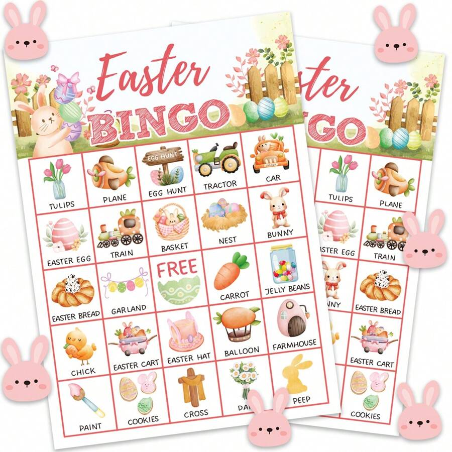 Conjunto de 33 peças, jogo de bingo de Páscoa para 24 jogadores, cartas ...