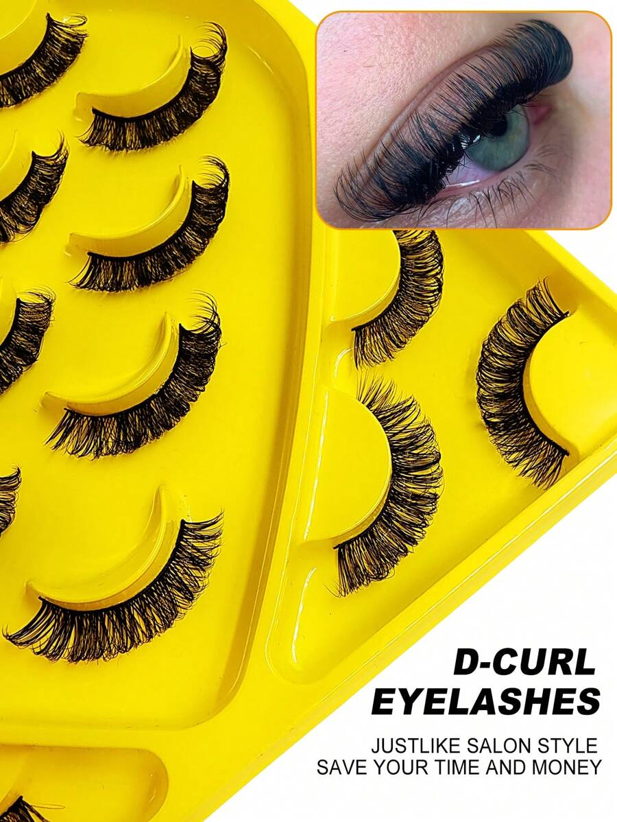 Asiteo 9 Pairs Fluffy Thick Strip Lashes - D Curl Faux Mink Lashes Pack ...