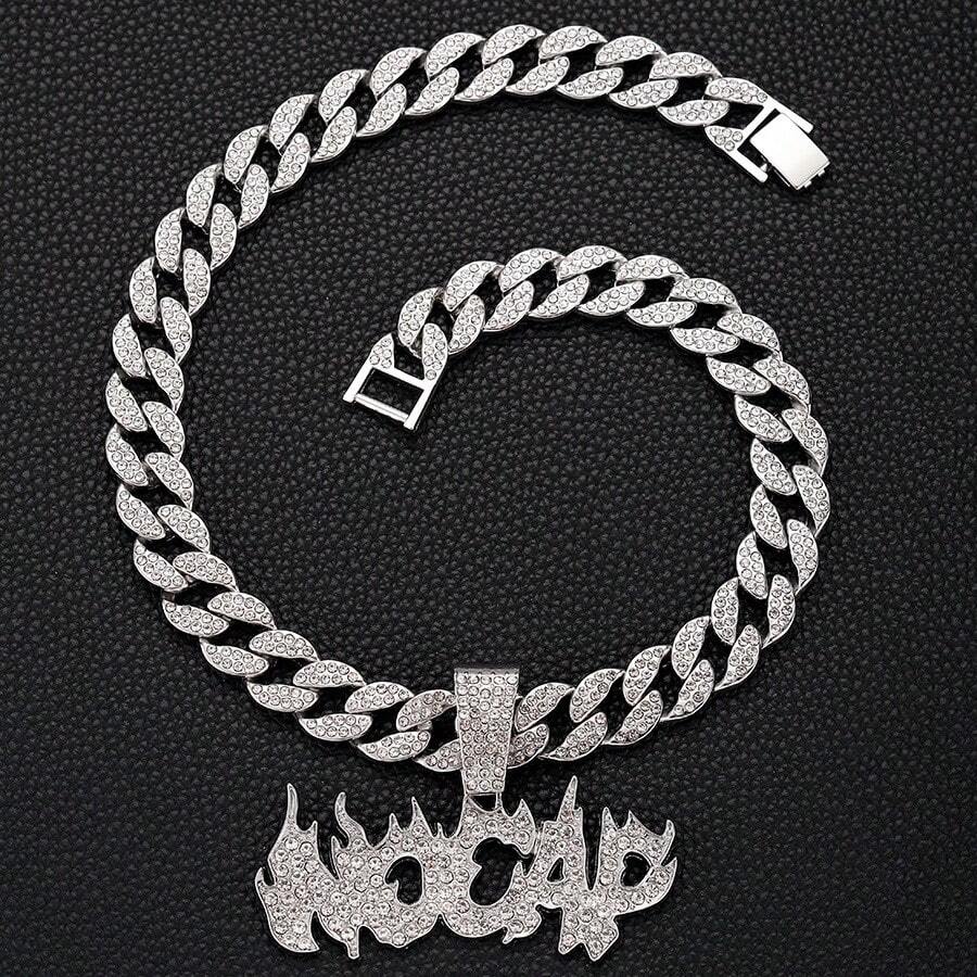 Alloy Flame Full Rhinestone Letters Heat Exaggerated Men's Hip Hop ...