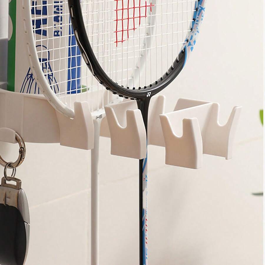 1pc Wall Mounted Racket Storage Rack, No-Drill Badminton, Tennis, Table ...