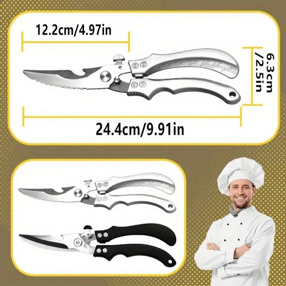 Heavy Duty Stainless Steel Bone-Cut Scissors, Multipurpose Kitchen ...