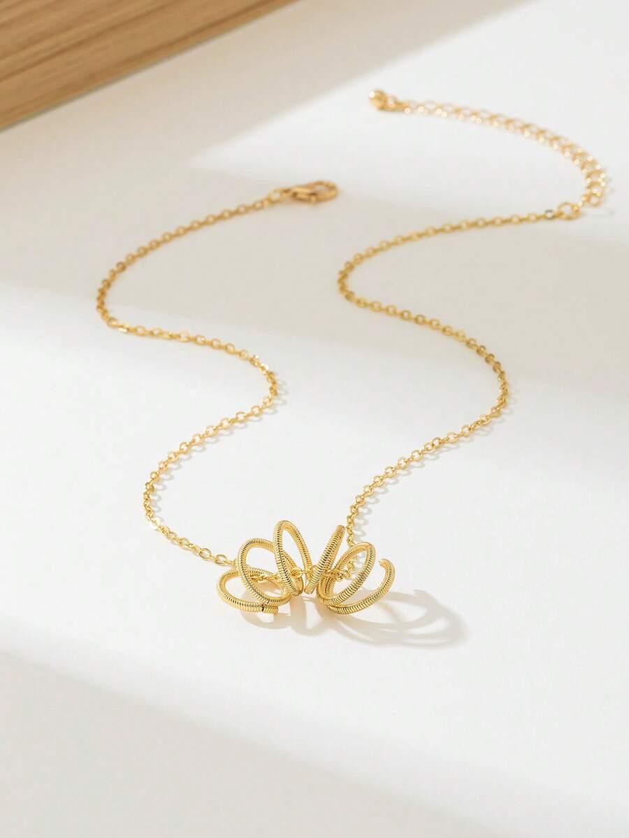 1 Pair Avant-Garde Unique Spiral Intertwined Spring Pendant Necklace ...