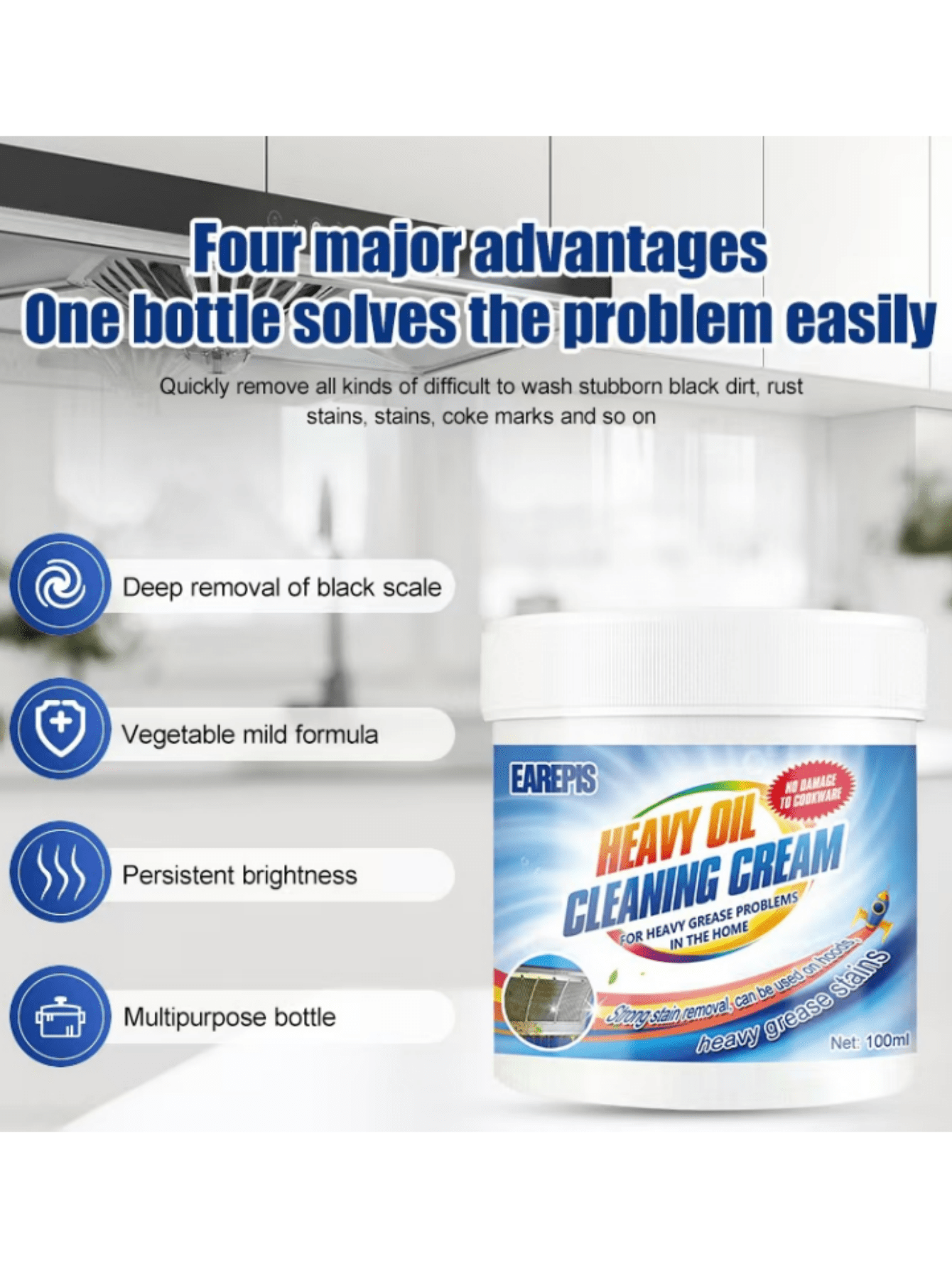 Heavy Duty Kitchen Degreaser Cleaner - Powerful Cleaning Cream With ...