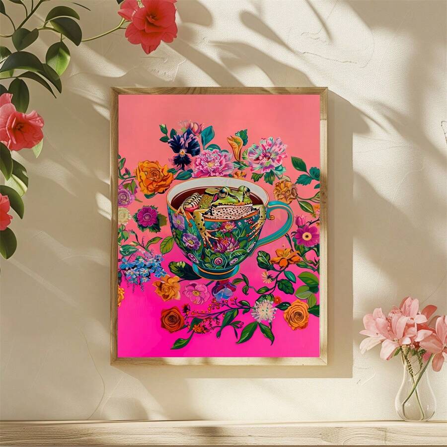 1PC Frameless Frog In A Coffee Cup - Frog Kitchen Decor - Maximalist ...
