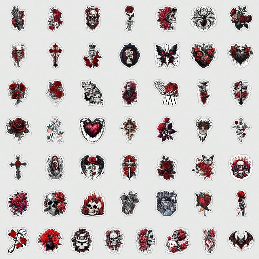 50 Pcs Gothic Style Stickers Pack | Vinyl Aesthetics Stickers Scrapbook ...