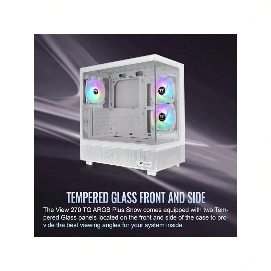 Thermaltake View 270 Plus TG ARGB Snow Mid Tower E-ATX Case 3x120mm ...