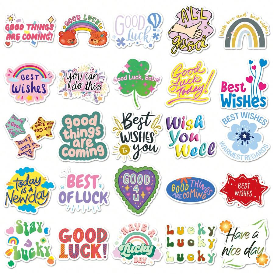 50 Pcs Blessing In English Stickers Pack | Vinyl Aesthetics Stickers ...