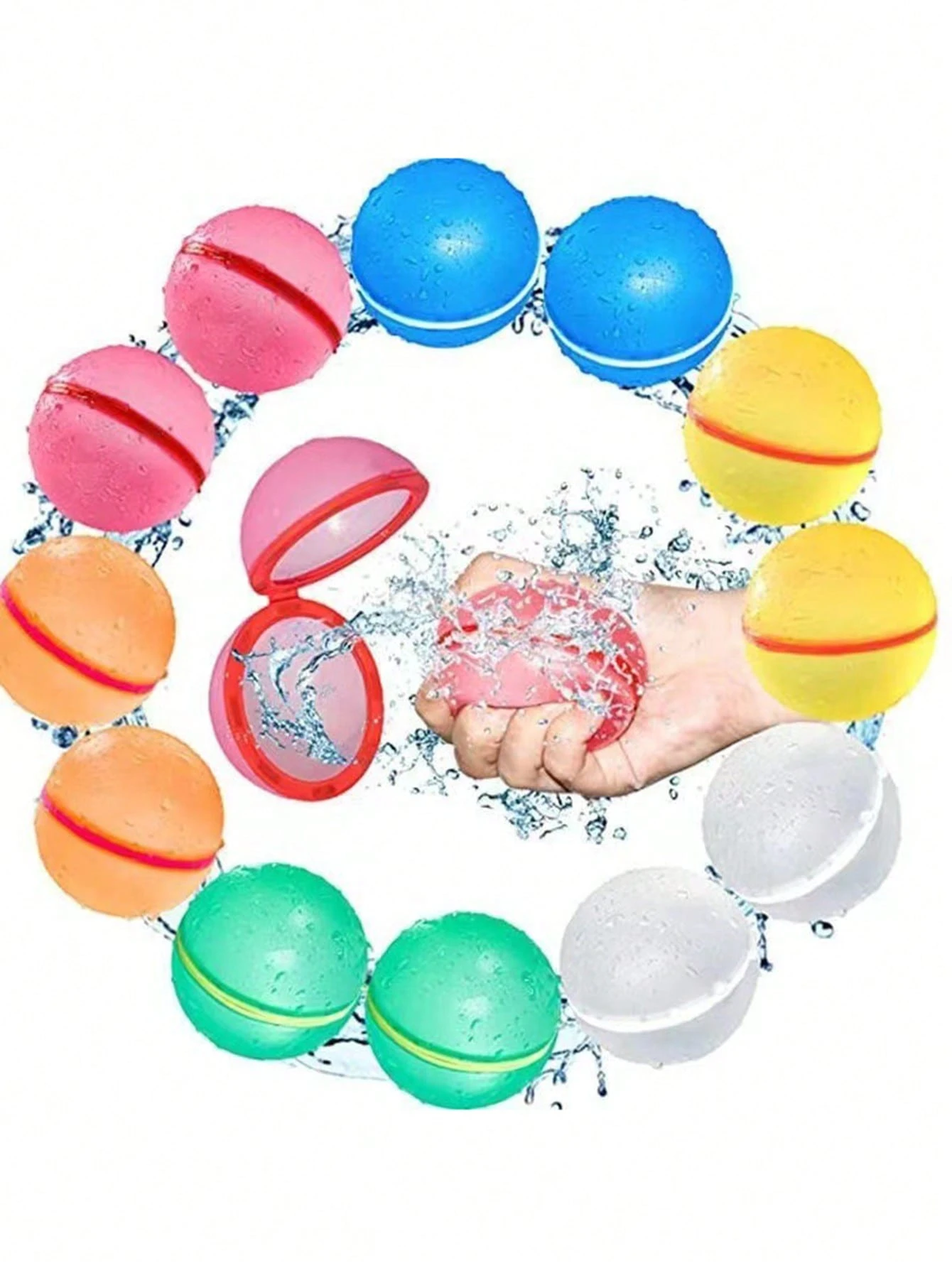 6pcs/Set Water Fight Water Balloons, Clip-On Refillable Water Balls ...