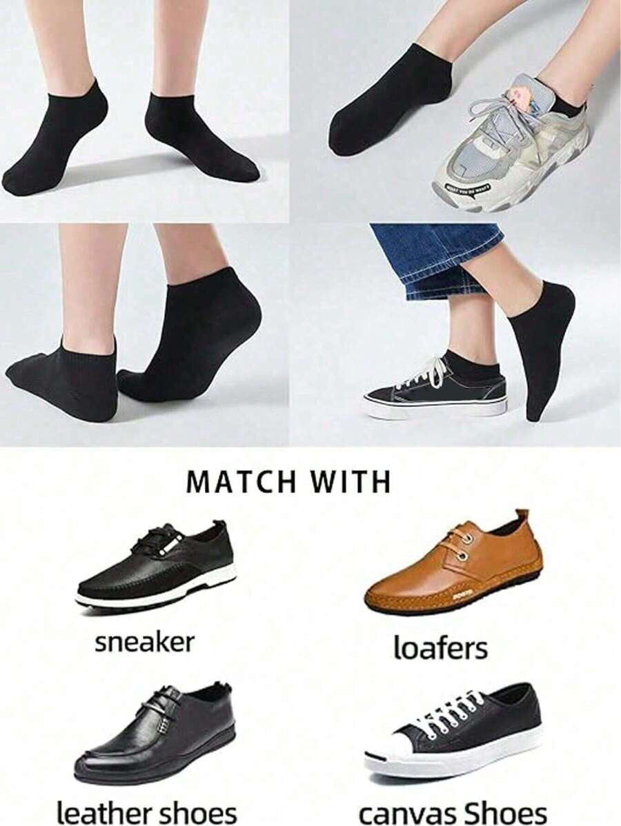 1/5/10/20 Pair Men Socks Essential Ankle Socks, Soft & Lightweight All ...