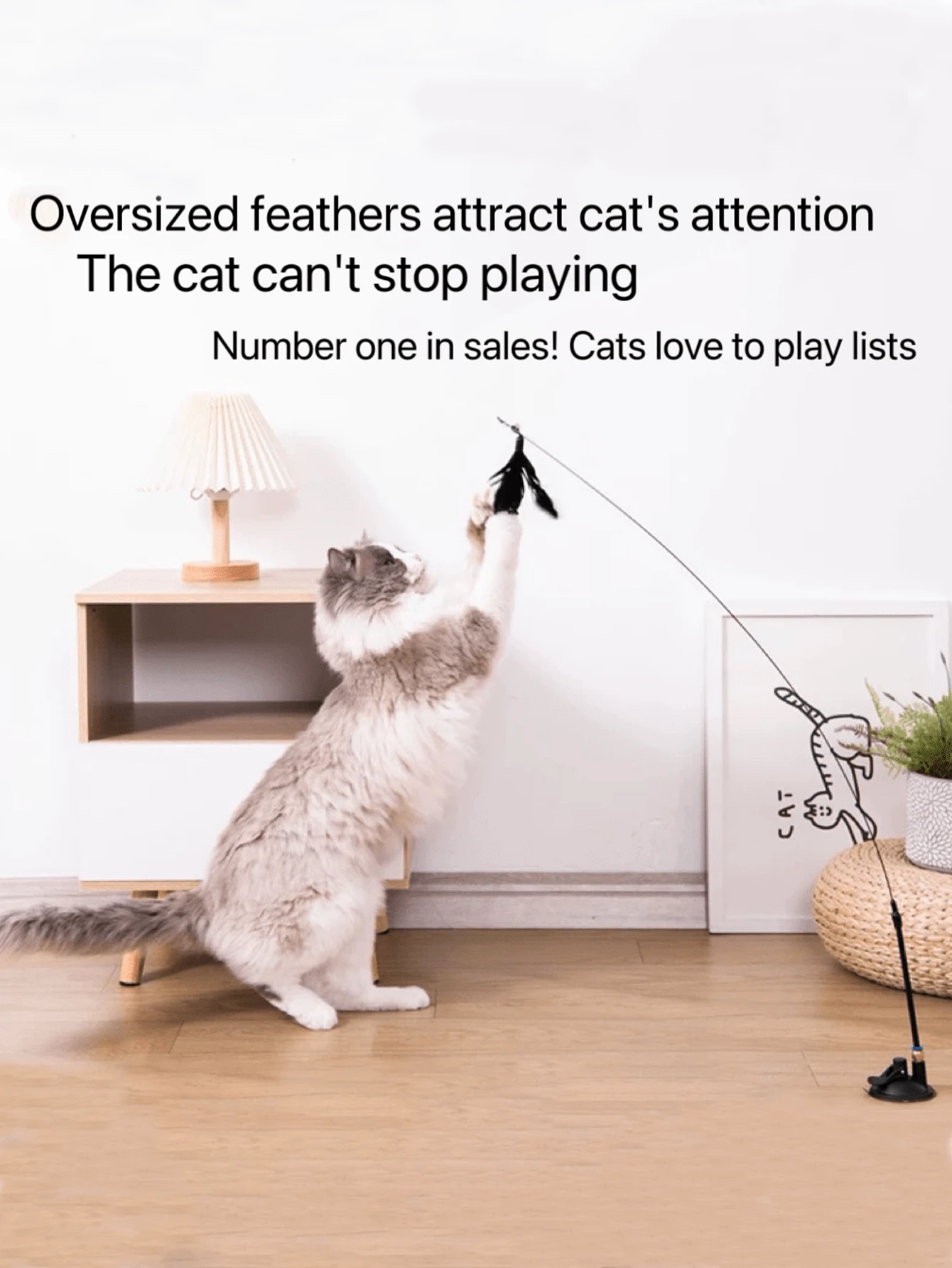 Interactive Cat Teaser Toy With Suction Cup Base - Detachable ...