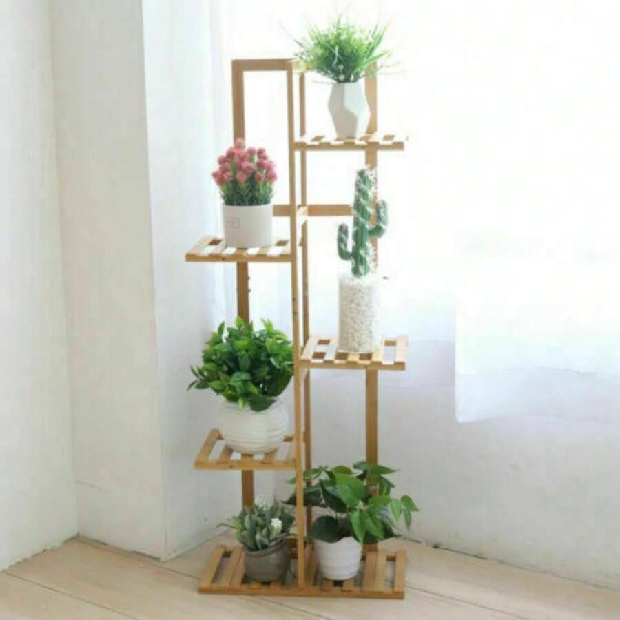 3-11 Tier Metal Wood Carbonized Plant Flower Stand Shelf Multiple ...