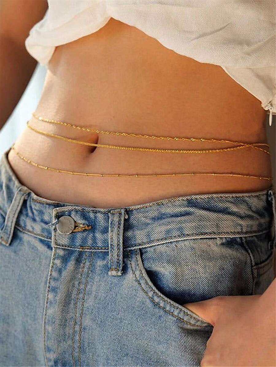 1pc Lace Dainty Belly Chain, Gold Body Waist Chain, Belly Chain Dainty ...