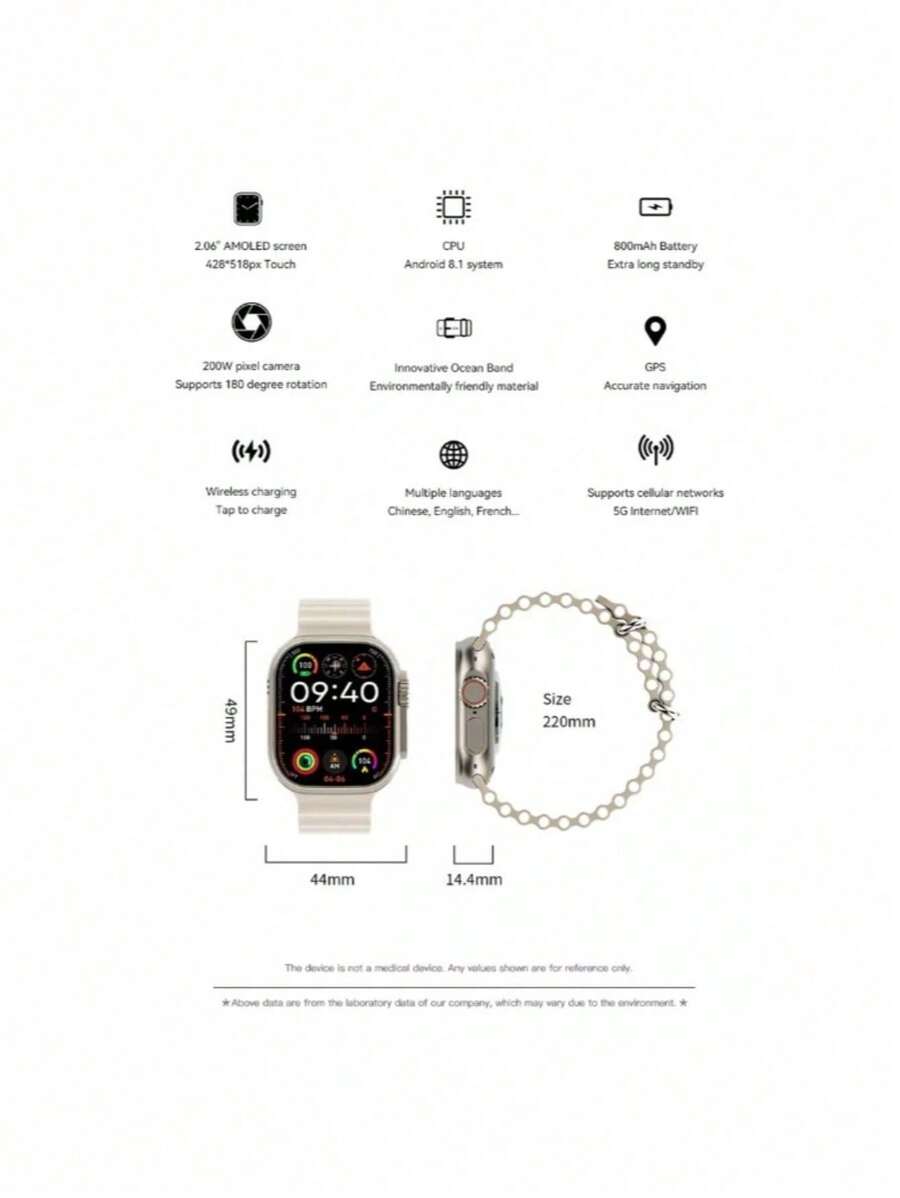 Smartwatch Ultra AI 3 Smart Watch 4G NFC Chip Input ChatGPT Microwear ...