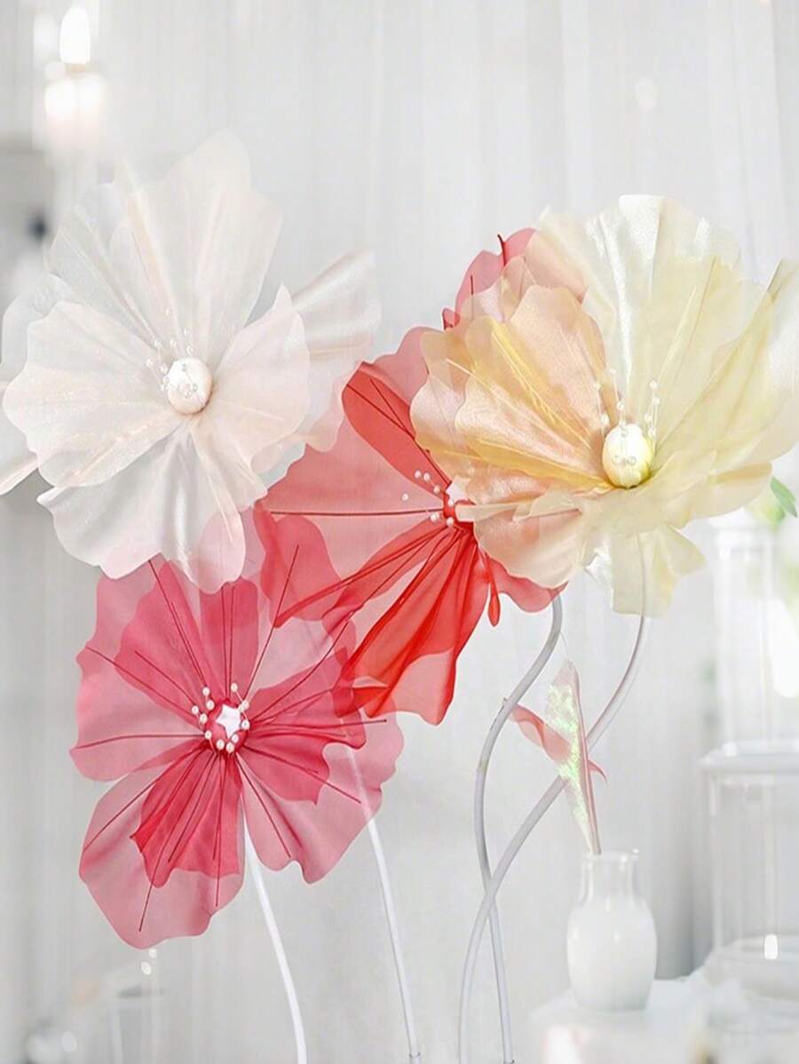Artificial Giant Gauze Flower Wedding Background Gauze Large White ...