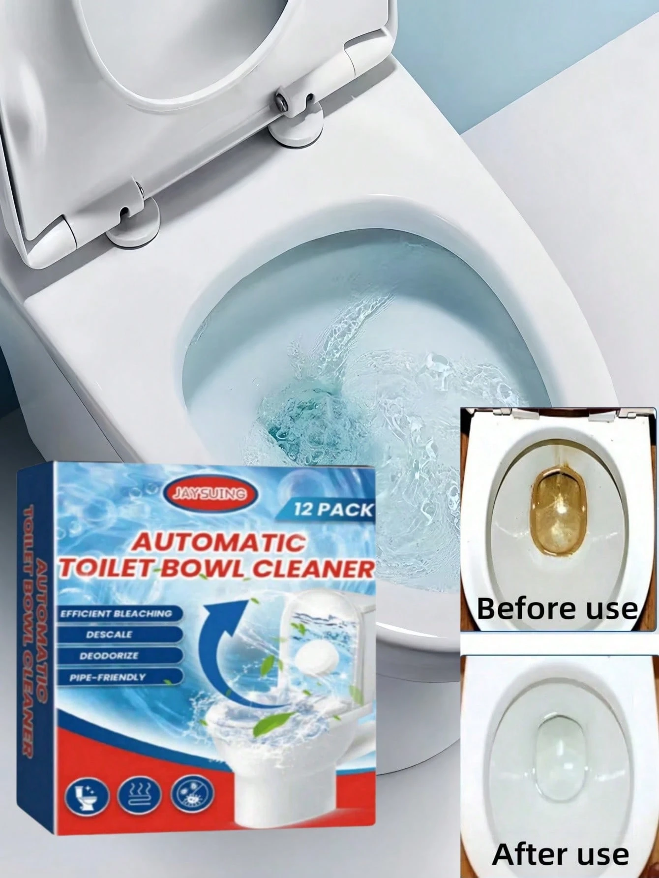 1-Box Toilet Stain Cleaning Effervescent Tablets, Home Decalcifying ...