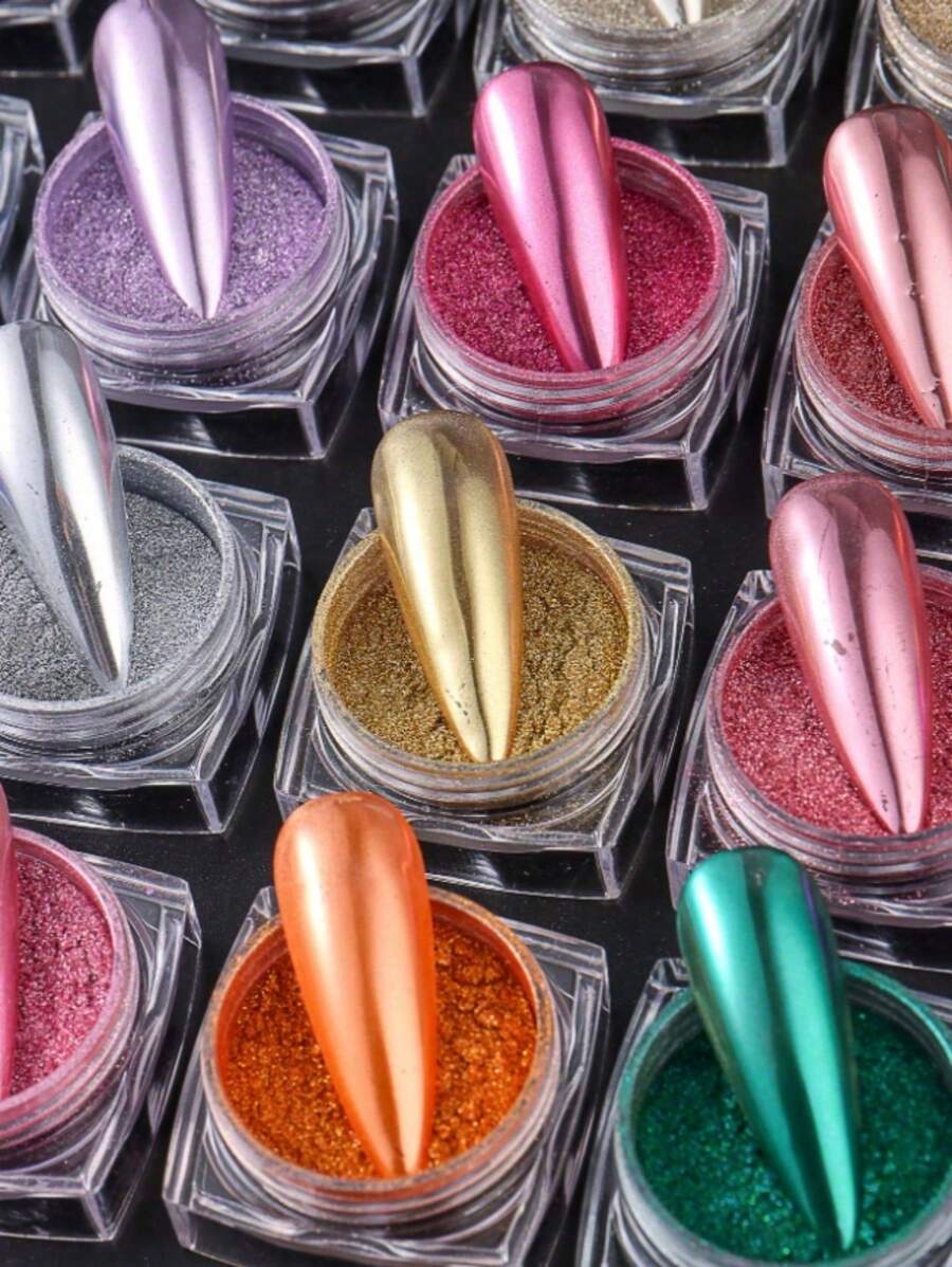 36 BoxsSet Magic Mirror Powder Metal Chrome Mirror Rubbing On Nail ...