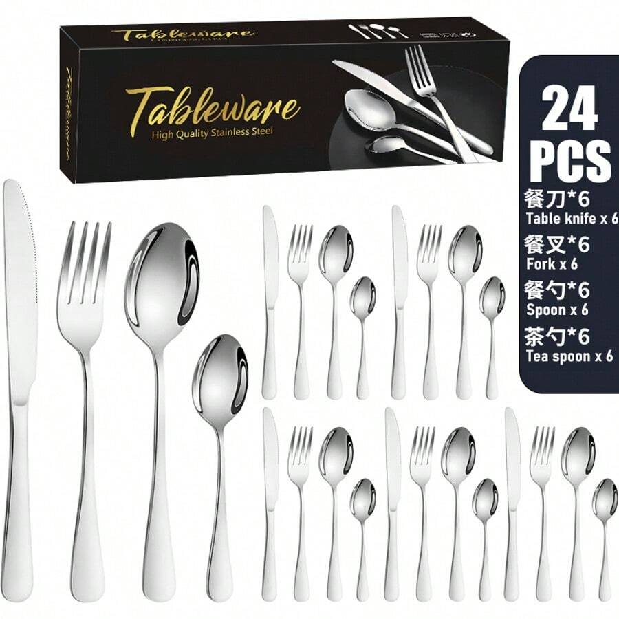 24pcs 410 Stainless Steel Hotel & Restaurant Main Knife, Steak Knife ...