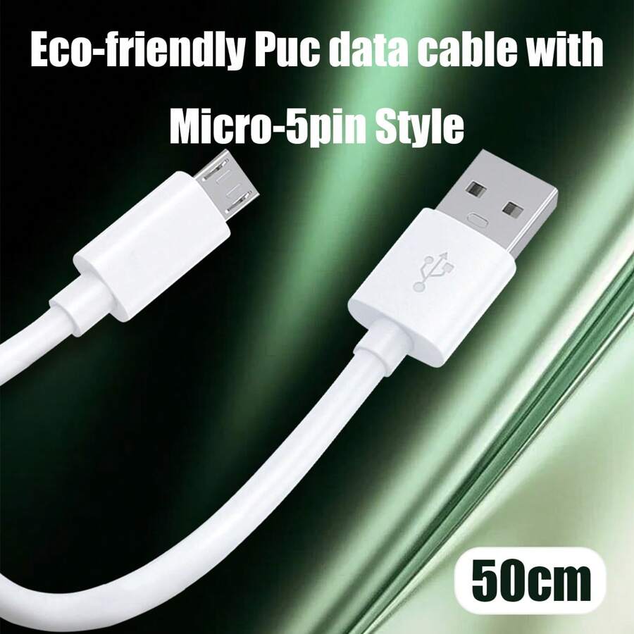 Cable micro USB corto (19.685 pulgadas), blanco. Sirve tanto para ...