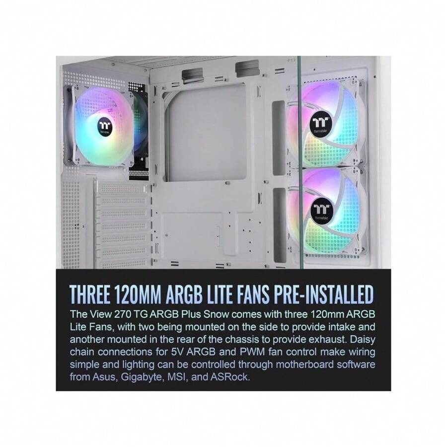 Thermaltake View 270 Plus TG ARGB Snow Mid Tower E-ATX Case 3x120mm ARGB Fans In | SHEIN Schweiz