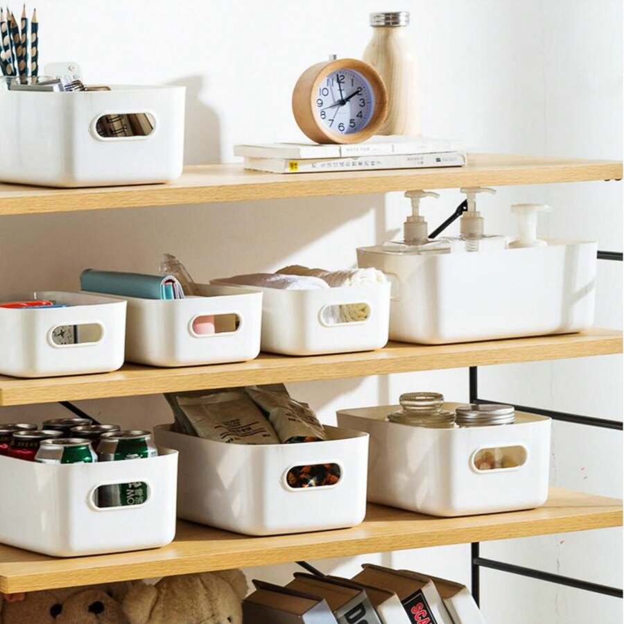 1/5/10pcs Plastic Storage Baskets With Handles, Bathroom Storage Boxes ...
