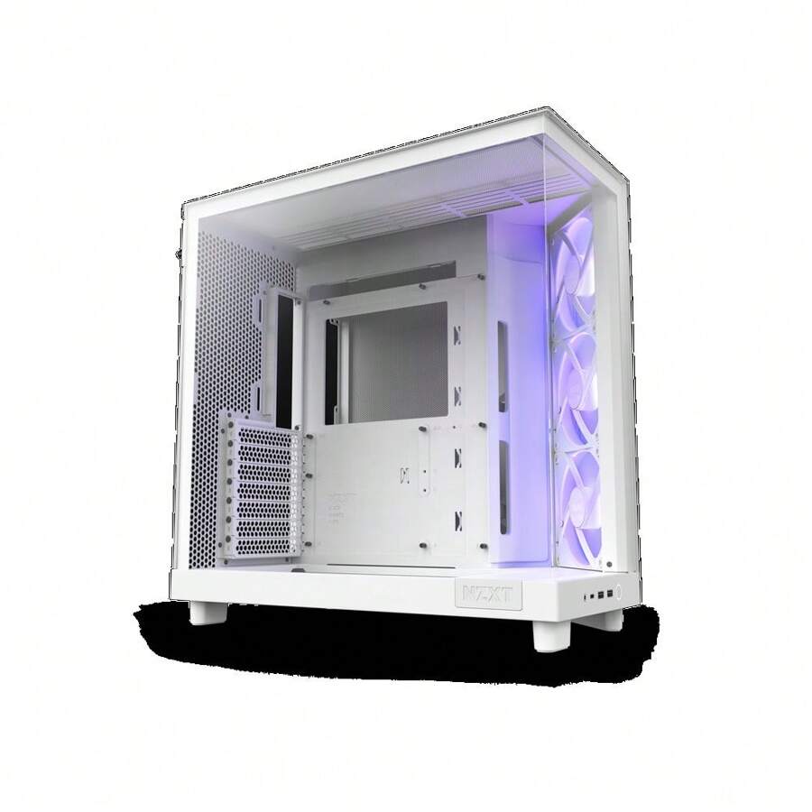NZXT H6 FLOW RGB Caja de flujo de aire de torre media compacta de doble cámara, blanca, CC-H61FW ...