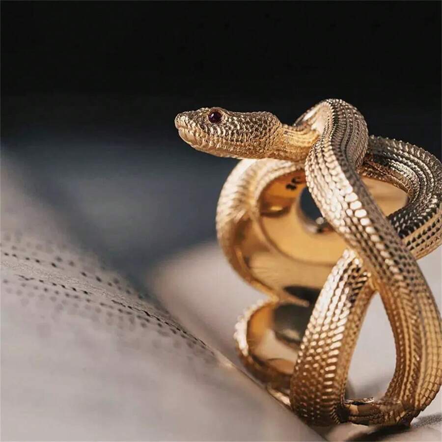 1 Piece Vintage European & American Style Python Snake Ring, 3D Snake ...