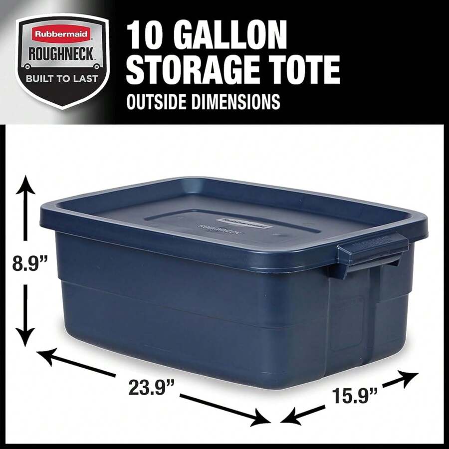Roughneck️ 10 Gallon Storage Totes Durable Stackable Storage Containers ...