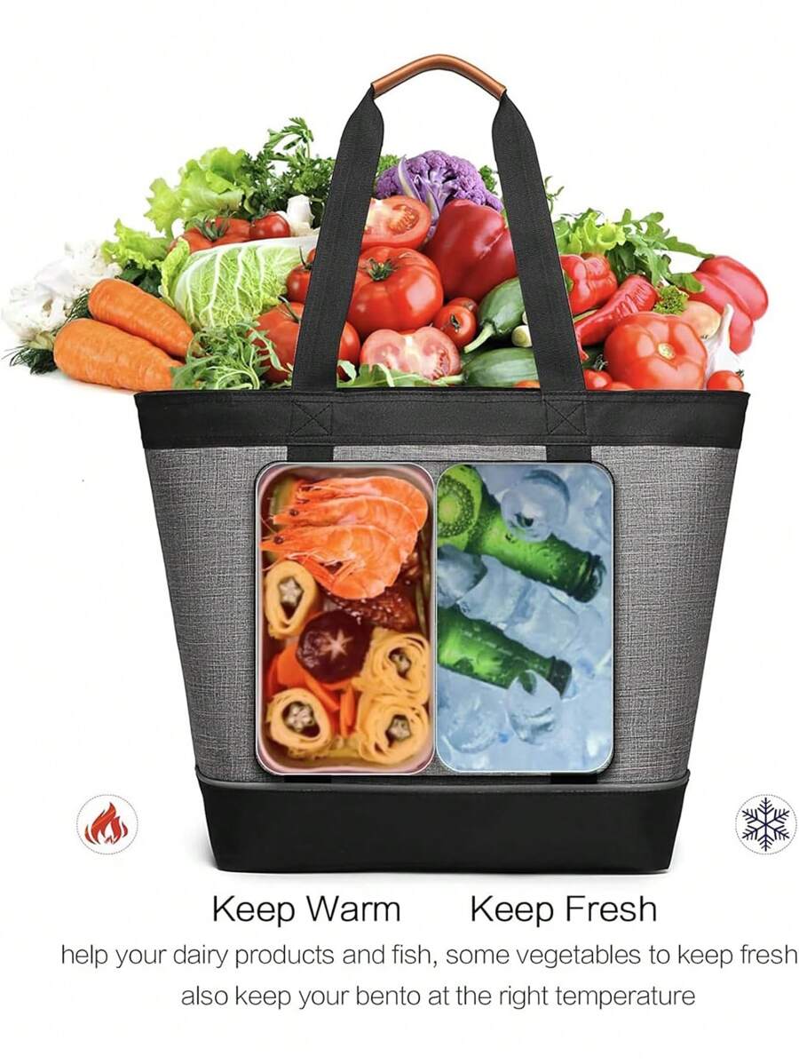 Insulated Cooler Bag - Large Reusable Grocery Tote For Women, Perfect ...