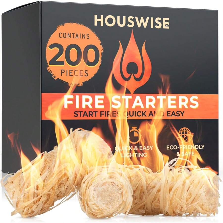 Fire Starter 200 Pcs - Natural Fire Starters For Indoor & Outdoor, Firestarter For Wood Stove ...