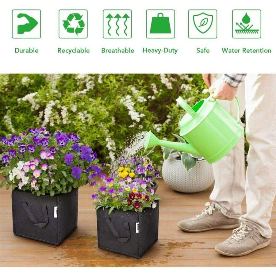 5-Pack Square Grow Bags Thick Fabric Planting Pots With Handles For ...