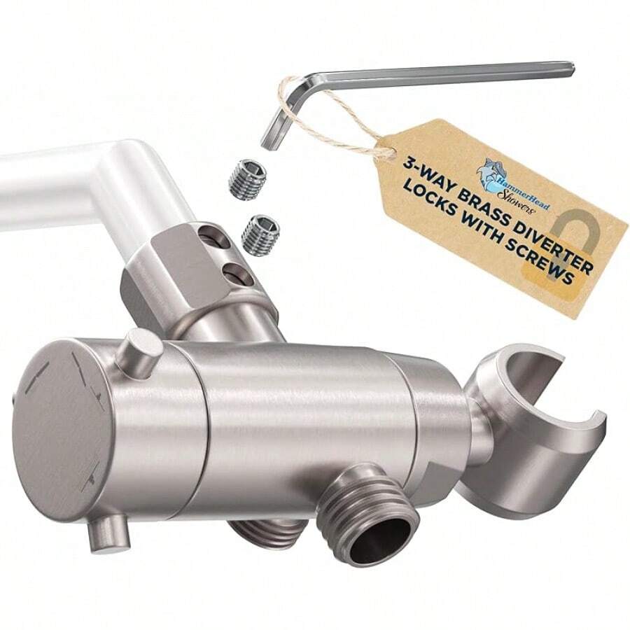 ALL METAL 3 Way Shower Diverter Valve With Shower Head Holder ...